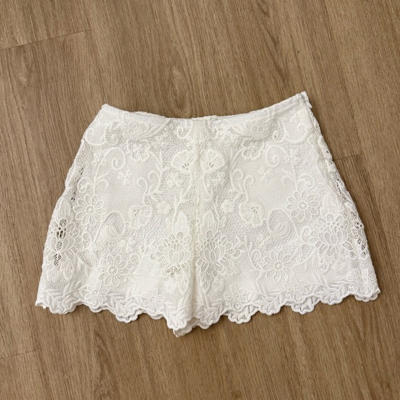 Zara | Shorts | Zara Double Lined White Lace Shorts | Poshmark